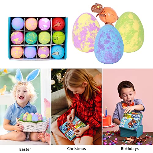 Bath Bombs for Kids with Toys Inside Surprise, Dino Egg Bath Bomb Kit with Dinosaur Toy Organic and Natural Bubble Bath Fizz Spa Bath Set Gift, for Birthday Easter Christmas Boys and Girls Gifts