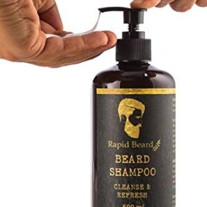 Beard Shampoo and Beard Conditioner Wash & Growth kit for Men Care - Softener & Moisturizer for Hydrating, Cleansing and Refreshing Beard and Mustache Facial Hair Gift Set (500ml / 16.9 fl oz)