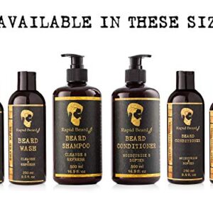 Beard Shampoo and Beard Conditioner Wash & Growth kit for Men Care - Softener & Moisturizer for Hydrating, Cleansing and Refreshing Beard and Mustache Facial Hair Gift Set (500ml / 16.9 fl oz)