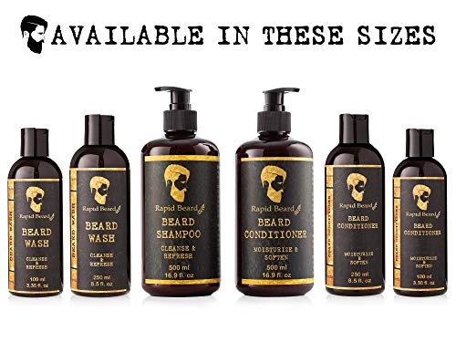 Beard Shampoo and Beard Conditioner Wash & Growth kit for Men Care - Softener & Moisturizer for Hydrating, Cleansing and Refreshing Beard and Mustache Facial Hair Gift Set (500ml / 16.9 fl oz)