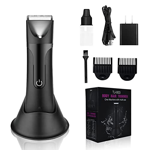 BESTBOMG Groin Hair Trimmer for Men, Ball Shaver, Electric Body Trimmer, Waterproof Wet/Dry Groomer, 90 Minutes Shaving After Fully Charged, Replaceable Ceramic Blade Heads