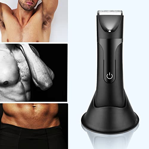 BESTBOMG Groin Hair Trimmer for Men, Ball Shaver, Electric Body Trimmer, Waterproof Wet/Dry Groomer, 90 Minutes Shaving After Fully Charged, Replaceable Ceramic Blade Heads