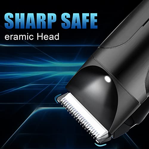 BESTBOMG Groin Hair Trimmer for Men, Ball Shaver, Electric Body Trimmer, Waterproof Wet/Dry Groomer, 90 Minutes Shaving After Fully Charged, Replaceable Ceramic Blade Heads