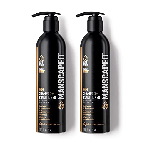 MANSCAPED® 2 In 1 Shampoo & Conditioner, UltraPremium Formula Infused with Sea Kelp, Coconut Water, Aloe for Nourishing and Hydrating Hair (16 oz), 2 Pack