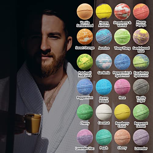 Bath Bombs Gift Set 24 Pack for Women and Men. Bubble Bath Self Care Kit. Relaxing Bath Bomb Set. Essential Oils Bath for Moisturizing Dry Skin, Relaxing & Moisturizing