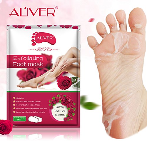 3 Pack Foot Peel Mask, Rose Exfoliating Foot Masks for Baby Feet, Foot Peel Remove Dead Skin and Calluses,Repair Rough Heels in 1-2 Weeks,Great Valentines Day Gift for Men and Women(3pcs rose foot mask)