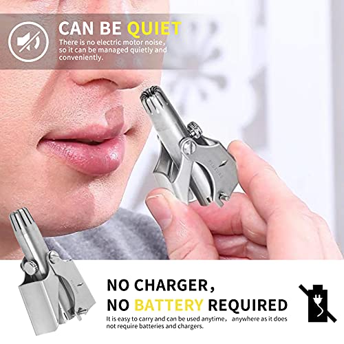 PLUSURS Professional Mannual Nose&Ear Hair Trimmer for Men Women ,Stainless Steel ,Sharp with Twelve Dual-Edged Blades ,Portable with A Small Size,No-Pulling Painless Effective