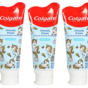 Colgate Kids 3.5 oz 3-Pack Unicorns Mild Bubble Fruit Flavor Toothpaste Fluoride Cavity & Enamel Protection…