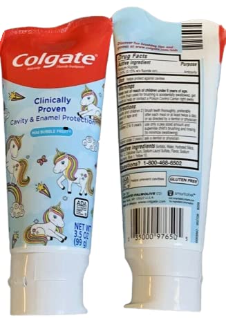 Colgate Kids 3.5 oz 3-Pack Unicorns Mild Bubble Fruit Flavor Toothpaste Fluoride Cavity & Enamel Protection…