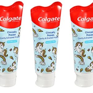 Colgate Kids 3.5 oz 3-Pack Unicorns Mild Bubble Fruit Flavor Toothpaste Fluoride Cavity & Enamel Protection…