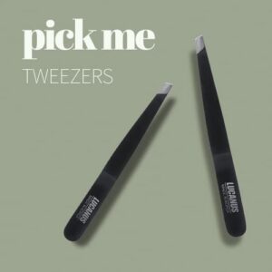 Tweezer LUCANUS PICK ME Tweezers 1pcs with Leather Case - Slant Tip Professional Stainless Steel Eyebrow Tweezers for Women & Men - Ultra Precision on Brow, Facial Hair & Ingrown Hair