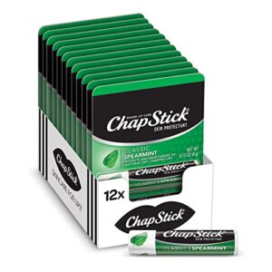 chapstick classic spearmint lip balm tubes, spearmint chapstick for lip care – 0.15 oz (pack of 12)