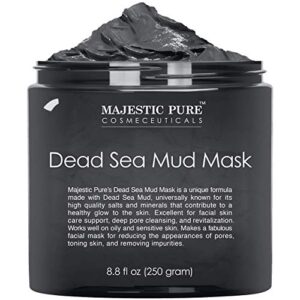 majestic pure dead sea mud mask for face and body – natural skin care for women and men – best facial cleansing clay for blackhead, whitehead, acne and pores – 8.8 fl. oz