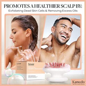 KAMEDIS Scalp Massager Shampoo Brush: Soft Silicone Scalp Exfoliator, Soothes Dry Scalp and Hair, & Scrubs Away Dandruff