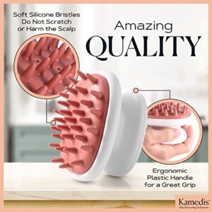 KAMEDIS Scalp Massager Shampoo Brush: Soft Silicone Scalp Exfoliator, Soothes Dry Scalp and Hair, & Scrubs Away Dandruff