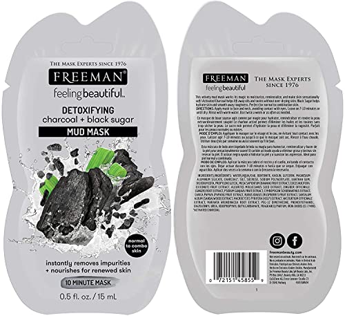 FREEMAN Facial Mask Variety Pack: Clay, Gel, Mud, & Peel-Off Skincare Masks, Hydrating, Detoxifying, Clearing, & Rejuvenating, Travel-Friendly Sachets, 18 Count