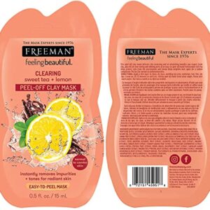 FREEMAN Facial Mask Variety Pack: Clay, Gel, Mud, & Peel-Off Skincare Masks, Hydrating, Detoxifying, Clearing, & Rejuvenating, Travel-Friendly Sachets, 18 Count