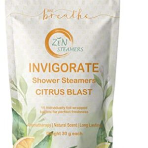 Zen Steamers - INVIGORATE Citrus Shower Steamers - Aromatherapy (Pack of 15) Extra Large Shower Bombs with Essential Oils