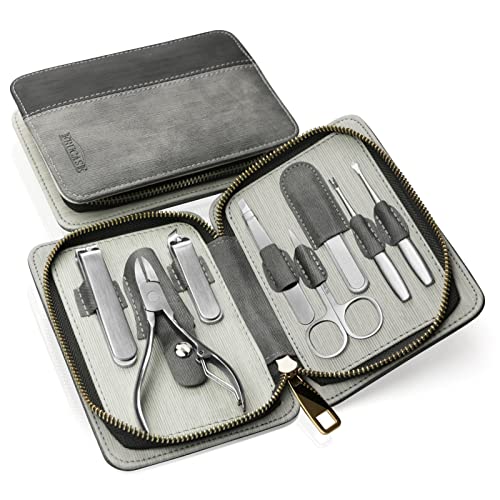 FRUCASE Manicure Set, Pedicure Sets, Nail Clipper Sets, 8 in 1 Stainless Steel Professional Pedicure Kit with Delicate Travel Case