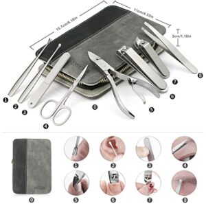 FRUCASE Manicure Set, Pedicure Sets, Nail Clipper Sets, 8 in 1 Stainless Steel Professional Pedicure Kit with Delicate Travel Case