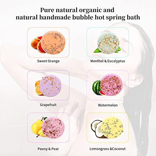 60mm 6pcs Shower Bombs Gift , Yimiyaa Organic & Natural Handmade Tablets Aromatherapy Steamers for Women,Shower Fizzers Melts Vapor Gift for Stress Relief, Relaxation Home Spa Birthday Holiday Gifts