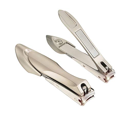 Nail Clippers for Thick Nails-Stainless Steel Nail Cutter with Catcher, No Splash Nail Clippers with Nail File, Sharp and Durable Nail Clipper, for Men and Women, Kids and Seniors,Bionic Design