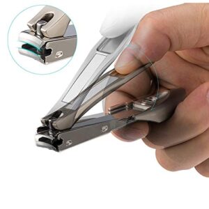 Nail Clippers for Thick Nails-Stainless Steel Nail Cutter with Catcher, No Splash Nail Clippers with Nail File, Sharp and Durable Nail Clipper, for Men and Women, Kids and Seniors,Bionic Design