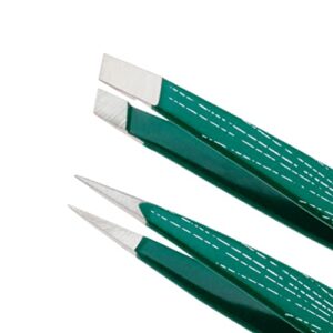 Tweezerman Emerald Shimmer Micro Mini Slant & Point Tweezer Set