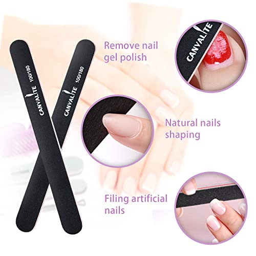 Canvalite Nail Buffer for Natural Nails, All in One 4 Way Nail Buffer Block That Shapes, Files, Smoothes, and Shines, 100/180 Grit Nail File and Buffer for Natural Nails, 9pcs