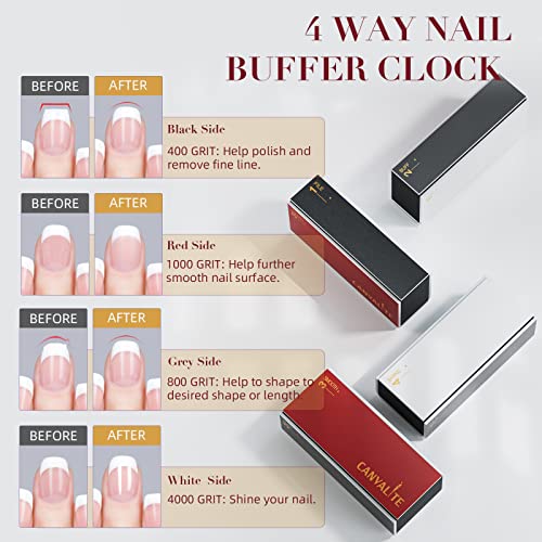 Canvalite Nail Buffer for Natural Nails, All in One 4 Way Nail Buffer Block That Shapes, Files, Smoothes, and Shines, 100/180 Grit Nail File and Buffer for Natural Nails, 9pcs