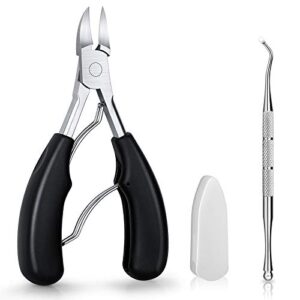 toenail clippers, medical grade toe nail trimmer, nail clippers for thick nails or ingrown toenail tool, stainless steel sharp pedicure toe nail clippers adult, with easy-to-grip rubber handle.