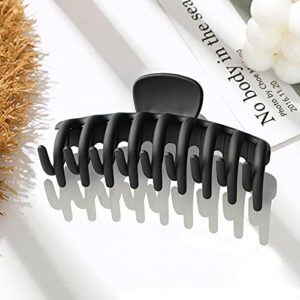 2PCS Black Hair Claw Clips, 4.3 inch Large Matte Black Hair Claws, Fashion Hair Barrettes for Women, Strong Hold Hair Accessories for Girls Thick Long Heavy Hair