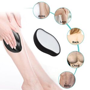 Crystal Hair Eraser, Magic Hair Eraser Crystal Hair Remover Reusable Painless Hair Removal Tool for Women and Men Arms Legs Back Chest Belly, Fast & Easy, Black