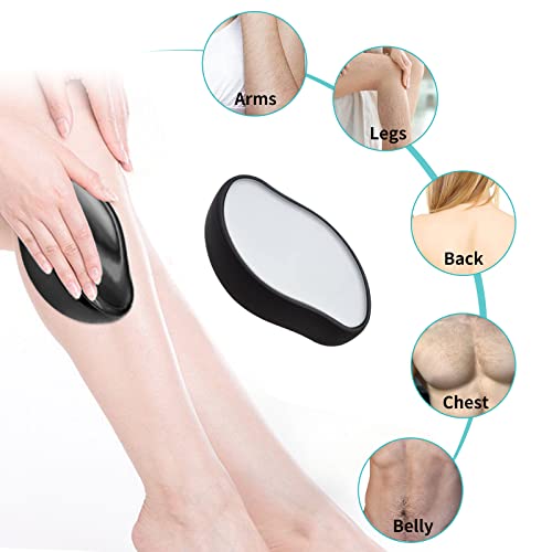 Crystal Hair Eraser, Magic Hair Eraser Crystal Hair Remover Reusable Painless Hair Removal Tool for Women and Men Arms Legs Back Chest Belly, Fast & Easy, Black