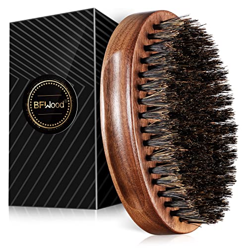 BFWood Boar Bristle Beard Brush - Black Wood Walnut Military Style