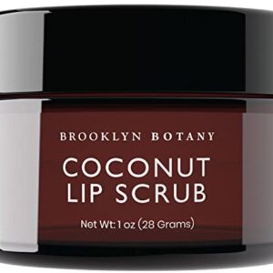 Brooklyn Botany Lip Scrub Exfoliator 1 oz – Lip Moisturizer for Dry Lips and Chapped Lips – Gentle Lip Exfoliator for Smooth and Brighter Lips – Coconut Flavor