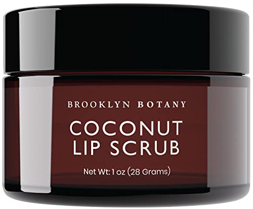 Brooklyn Botany Lip Scrub Exfoliator 1 oz – Lip Moisturizer for Dry Lips and Chapped Lips – Gentle Lip Exfoliator for Smooth and Brighter Lips – Coconut Flavor