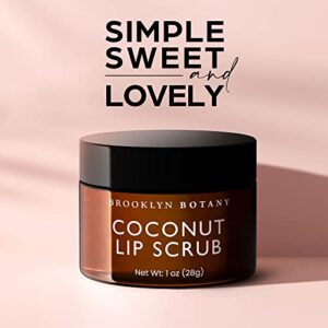 Brooklyn Botany Lip Scrub Exfoliator 1 oz – Lip Moisturizer for Dry Lips and Chapped Lips – Gentle Lip Exfoliator for Smooth and Brighter Lips – Coconut Flavor