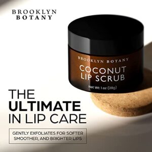 Brooklyn Botany Lip Scrub Exfoliator 1 oz – Lip Moisturizer for Dry Lips and Chapped Lips – Gentle Lip Exfoliator for Smooth and Brighter Lips – Coconut Flavor