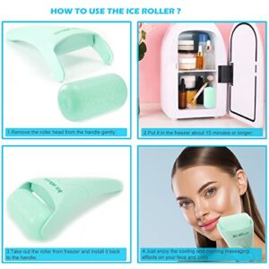 Ice Roller for Face and Body Massage, Facial Roller Skin Care Tool for Reduce Wrinkles and Puffiness, Migraine Pain Relief and Skin Tighten, Cold Therapy for Cooling and Calming(Green)