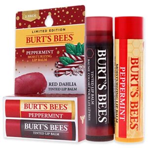 Burts Bees Burts Bees Lip Balm Kit Unisex Lip Balm Peppermint, Red Dahlia Tinted, 0.15 Ounce (Pack of 2)