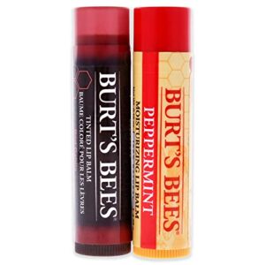 Burts Bees Burts Bees Lip Balm Kit Unisex Lip Balm Peppermint, Red Dahlia Tinted, 0.15 Ounce (Pack of 2)