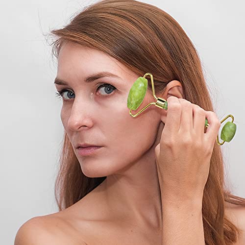 huefull Jade Roller for Face and Gua Sha Facial Tools to Reduce Puffiness and Improve Wrinkles, Face and Body Treatments of Face Roller and Gua Sha Set Designed