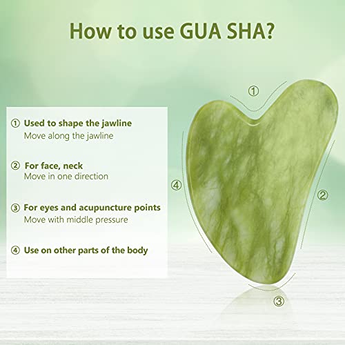 huefull Jade Roller for Face and Gua Sha Facial Tools to Reduce Puffiness and Improve Wrinkles, Face and Body Treatments of Face Roller and Gua Sha Set Designed