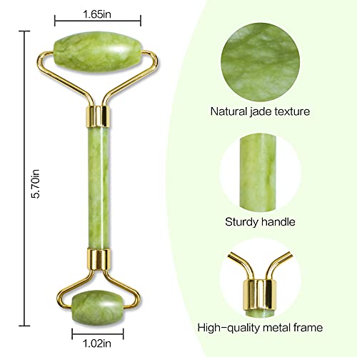 huefull Jade Roller for Face and Gua Sha Facial Tools to Reduce Puffiness and Improve Wrinkles, Face and Body Treatments of Face Roller and Gua Sha Set Designed