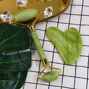 huefull Jade Roller for Face and Gua Sha Facial Tools to Reduce Puffiness and Improve Wrinkles, Face and Body Treatments of Face Roller and Gua Sha Set Designed