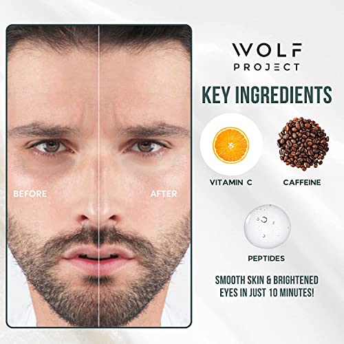 Wolf Project Under Eye Mask for Dark Circles and Puffiness with Caffeine, Vitamin C, Peptides to Instantly Reduce Dark Circles, Puffy Eyes, Undereye Bags, and Wrinkles (10 Pairs)