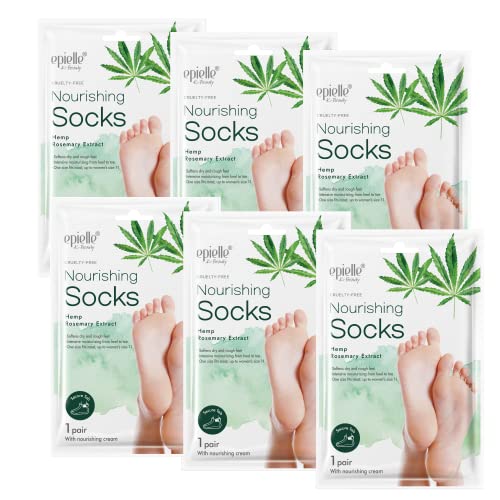 New Epielle Nourishing Foot Masks - Hemp + Rosemary Extract for Deep Moisturizing 100% Vegan & Cruelty-Free (Socks 6pk), Beauty Gifts | Skincare Gifts | New Years Skincare. STOCKING STUFFERS!!