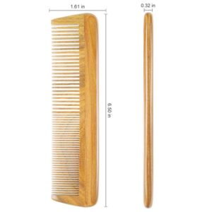 Onedor Handmade 100% Natural Green Sandalwood Fine Tooth Wooden Comb for Men Hair, Beard, and Mustache Styling Pocket Comb With Leather Case (2 in 1)