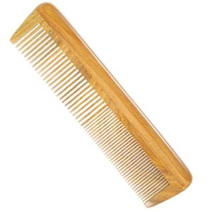 Onedor Handmade 100% Natural Green Sandalwood Fine Tooth Wooden Comb for Men Hair, Beard, and Mustache Styling Pocket Comb With Leather Case (2 in 1)